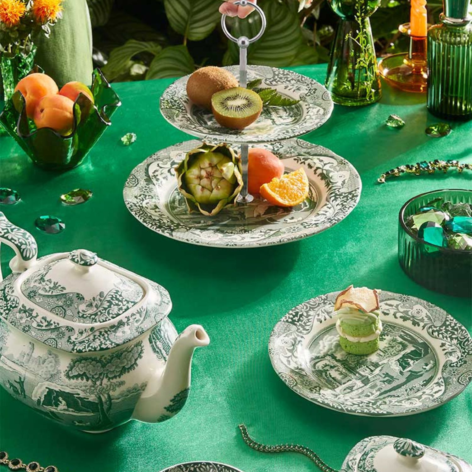 green spode plates