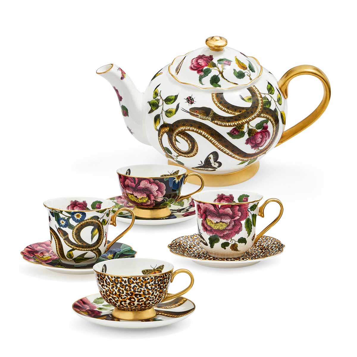Creatures of Curiosity Teacups and Saucers with Teapot