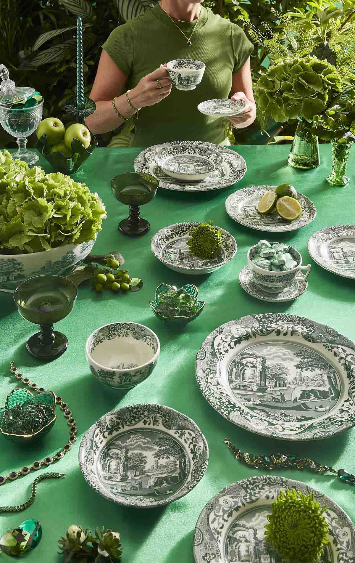 green spode plates