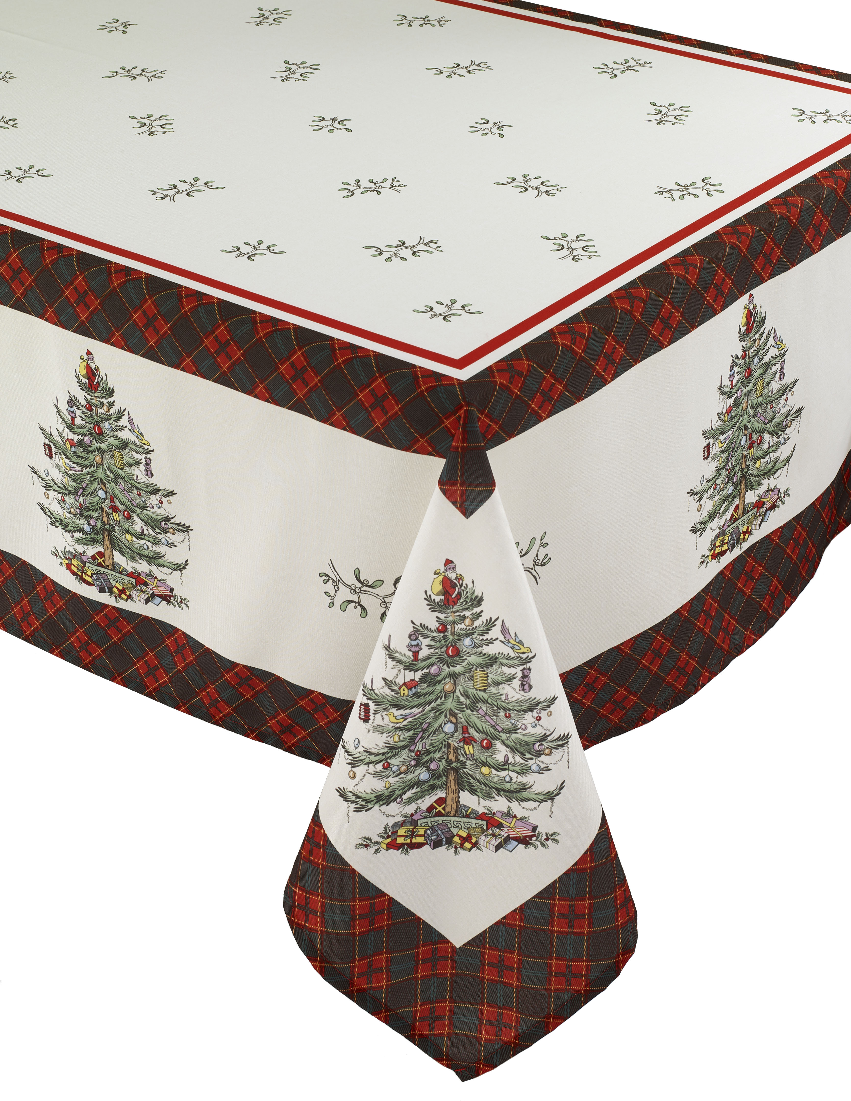 Spode Christmas Tree Tartan 144" Oblong Tablecloth