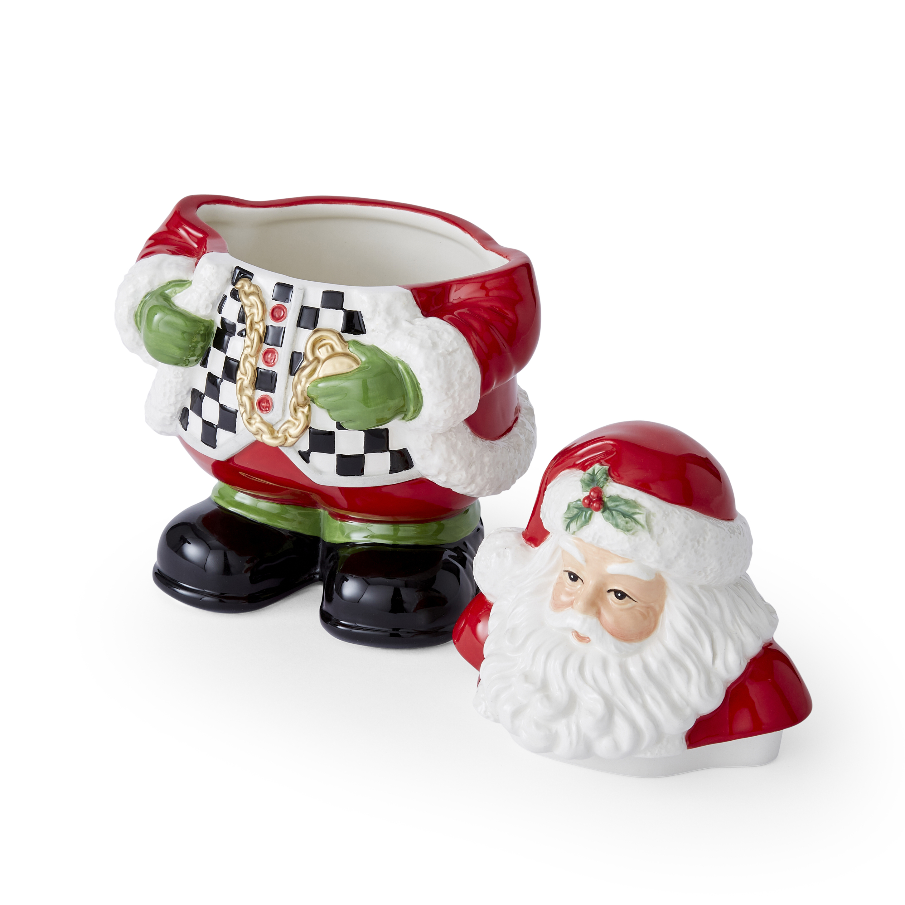 Christmas Tree Black & White Santa Candy Jar | Spode